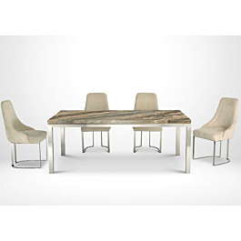 Elegant Stone International Stilo Dining Table with Thick Boxed Edge Top